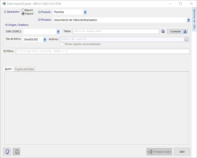 Importar y Exportar Datos - Brilo ERP Docs